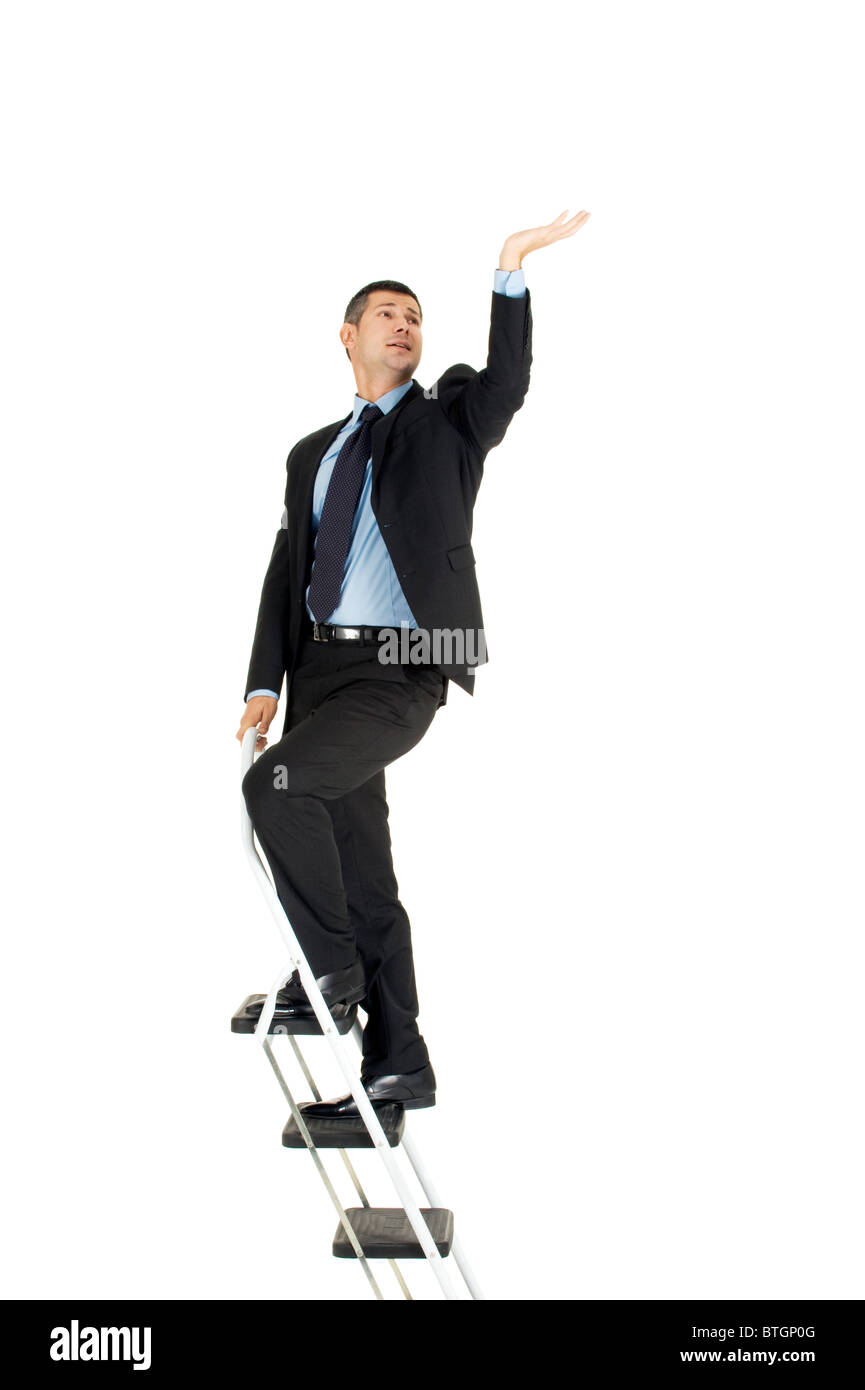 Old Man Up Ladder Cut Out Stock Images And Pictures Alamy