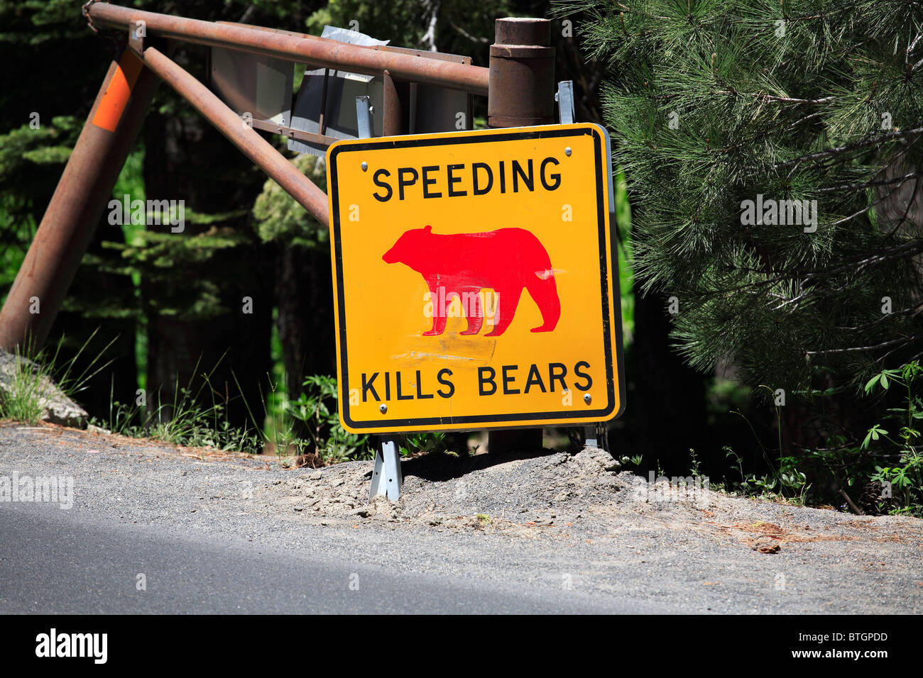 Bear warning sign national park hi-res stock photography and images - Alamy