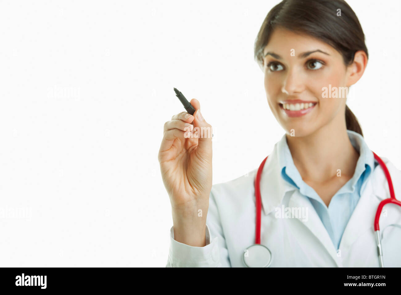 Doctor writing with pen Stock Photo - Alamy