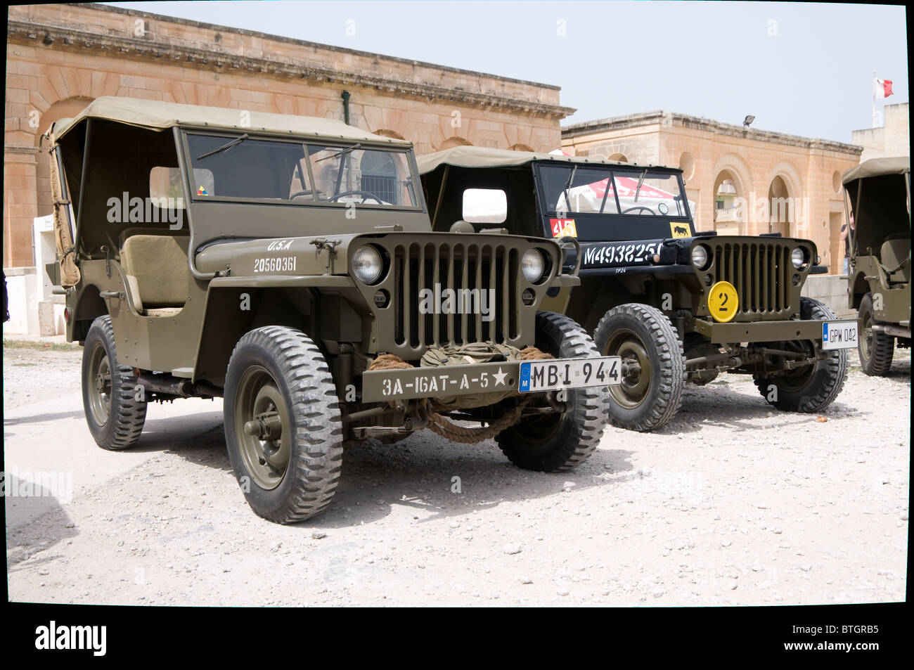 Two Jeeps restored into wartime colours by enthisiasts based in Malta ...