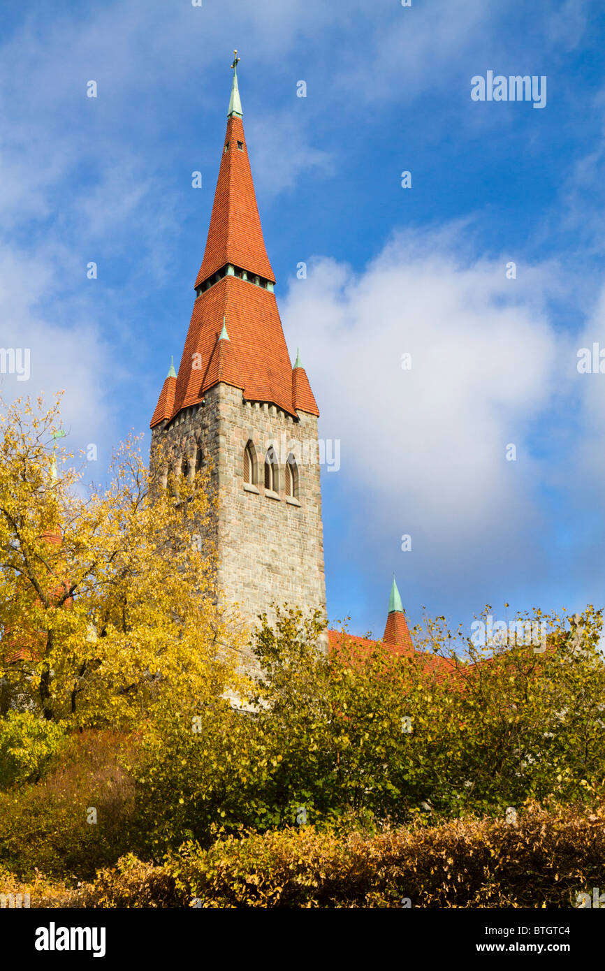 The spire of Tampere Cathedral in autumn Stock Photo - Alamy