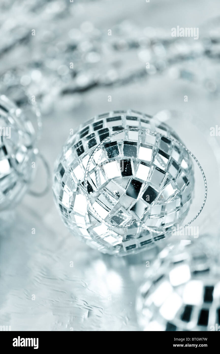 Silver Christmas balls Stock Photo - Alamy
