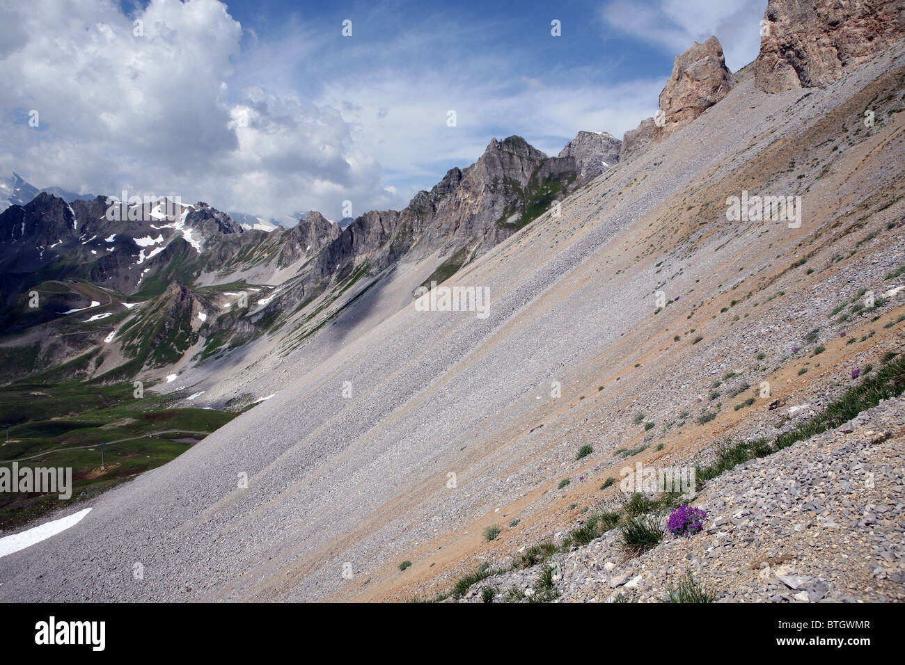 Eye of the needle or Aguille Percee area near Tignes Val d'Isere in the ...