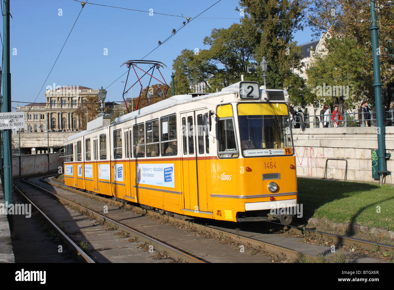 Yellow tram in Budapest, Hungary Stock Photo - Alamy