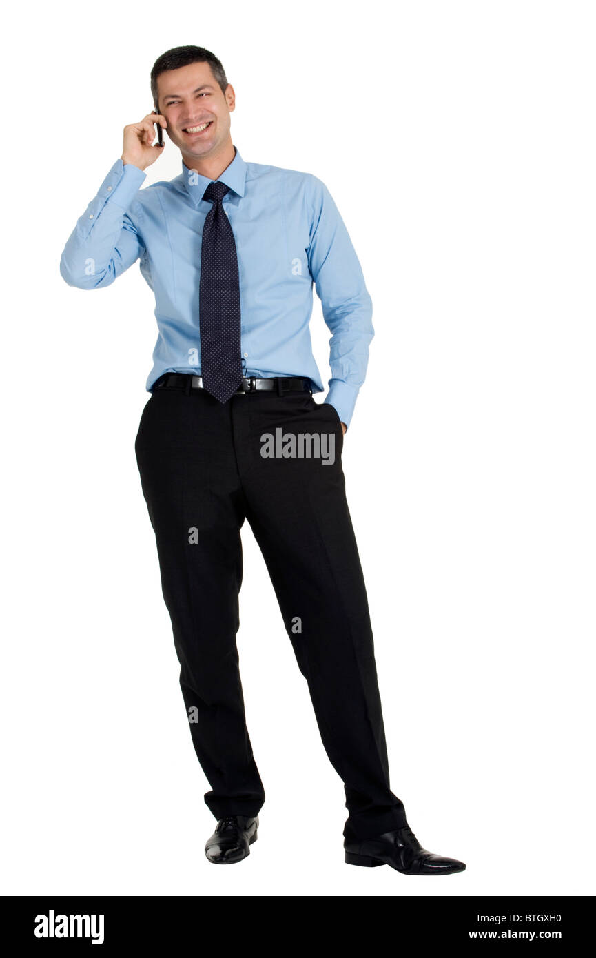 Portrait businessman mobile phone Cut Out Stock Images & Pictures - Alamy