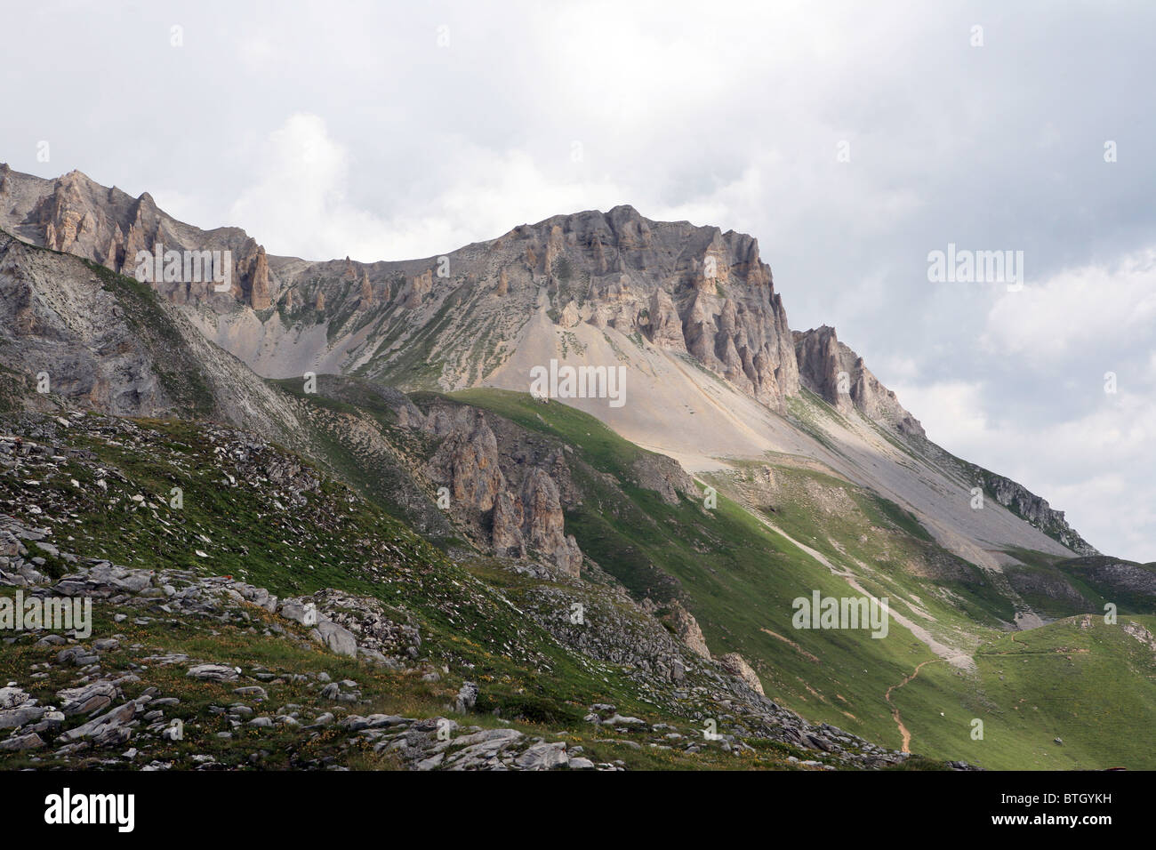 Eye of the needle or Aguille Percee area near Tignes Val d'Isere in the ...