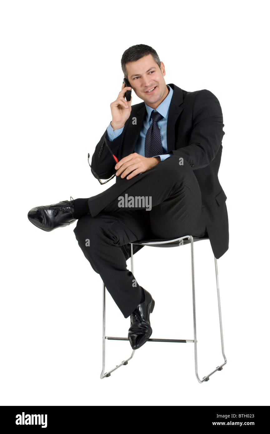 Man sitting mobile phone Cut Out Stock Images & Pictures - Alamy