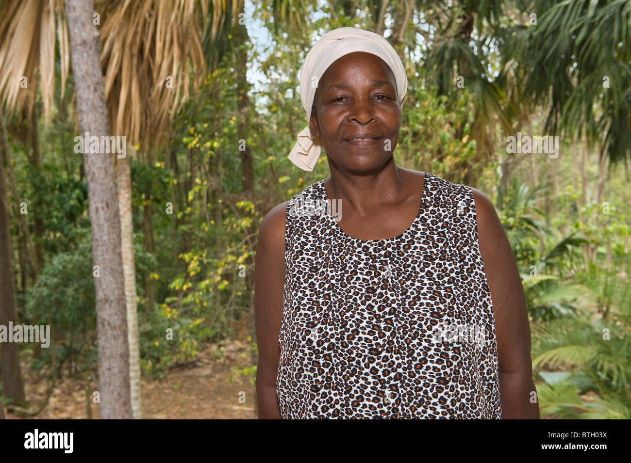 Woman with the forest on the background St. Lucia people Windward ...