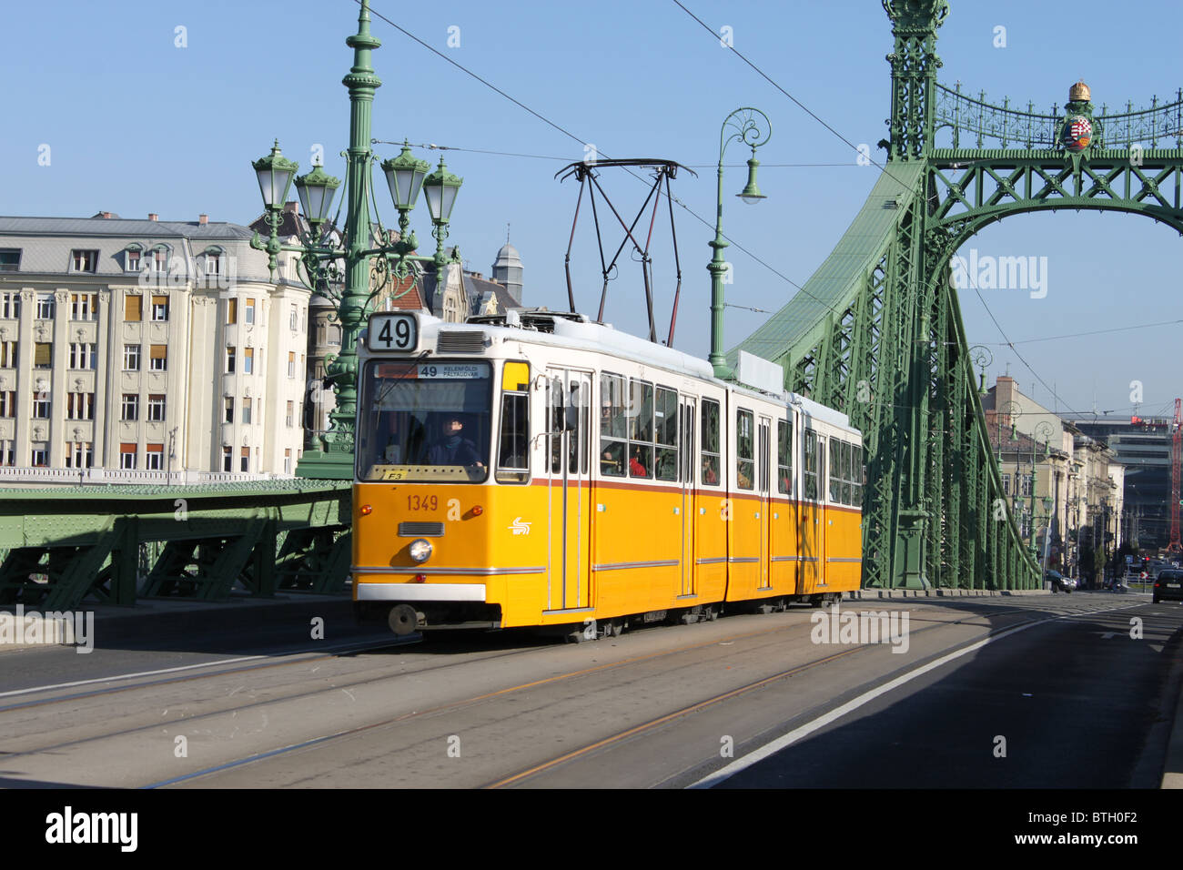 Yellow tram in Budapest, Hungary Stock Photo - Alamy