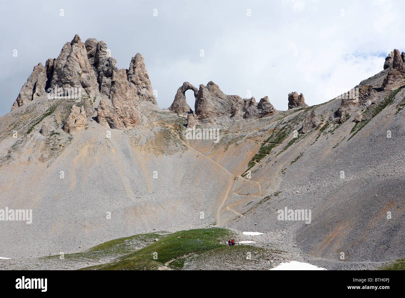 Eye of the needle or Aguille Percee area near Tignes Val d'Isere in the ...