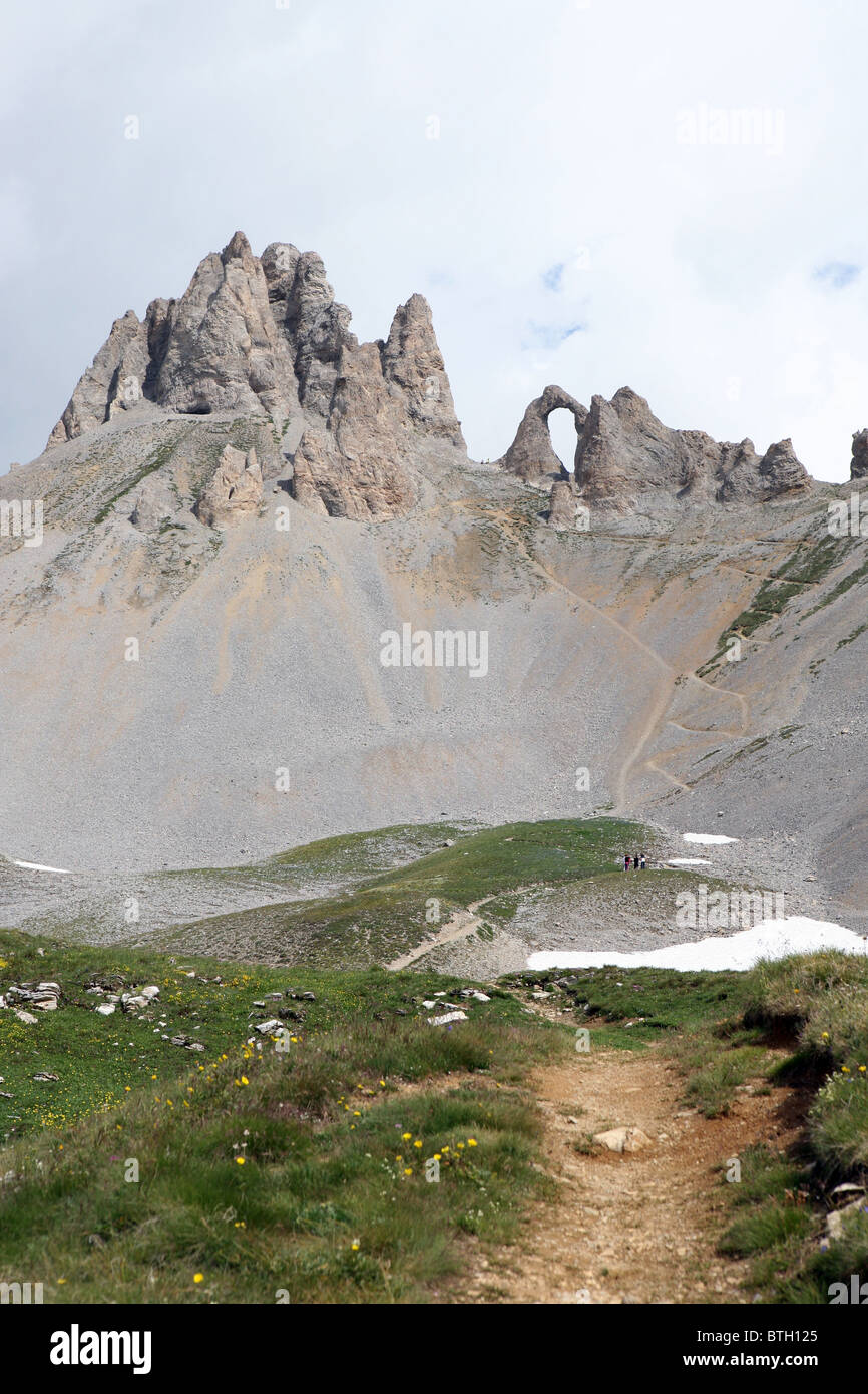 Eye of the needle or Aguille Percee area near Tignes Val d'Isere in the ...
