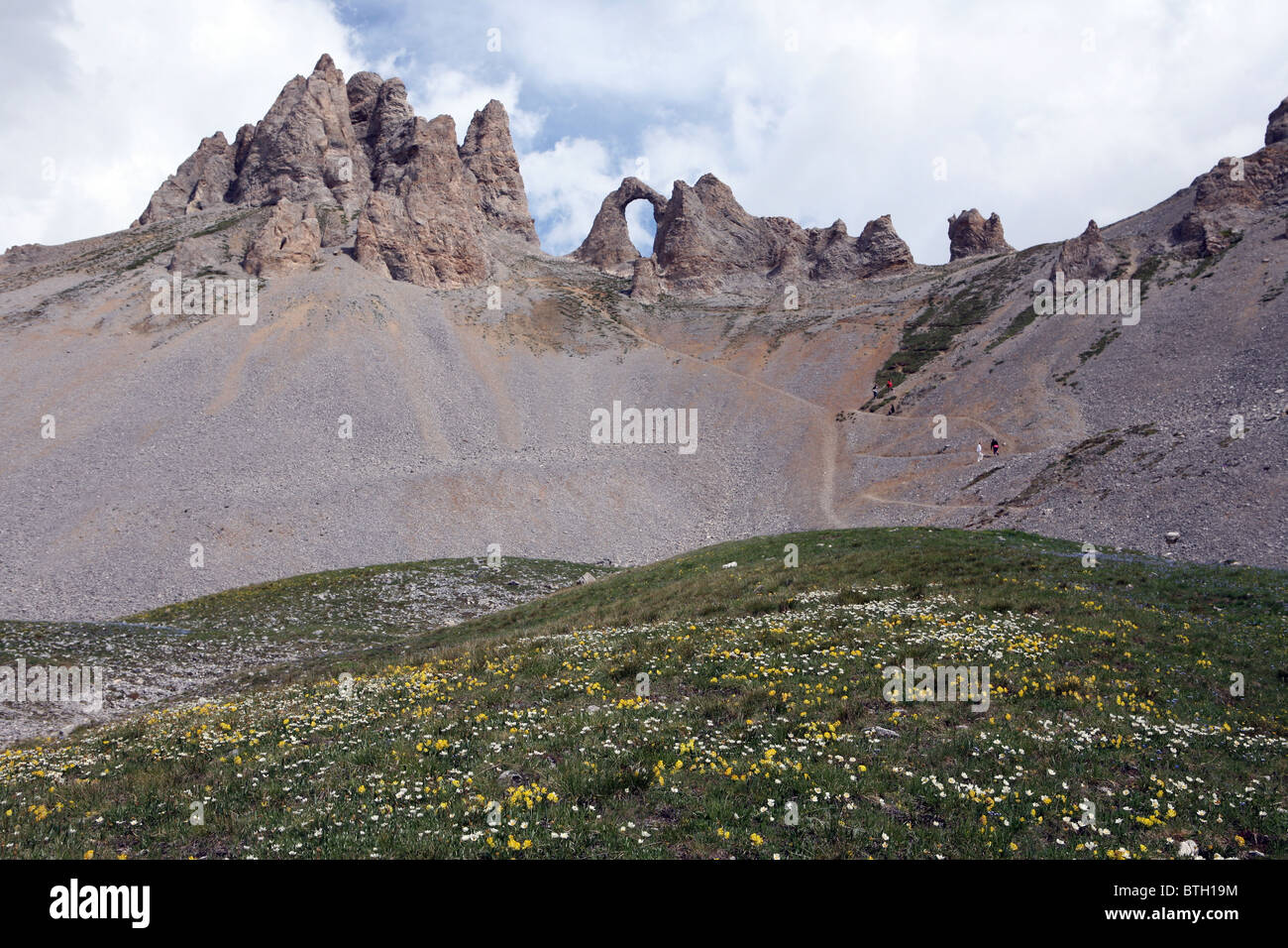 Eye of the needle or Aguille Percee area near Tignes Val d'Isere in the ...