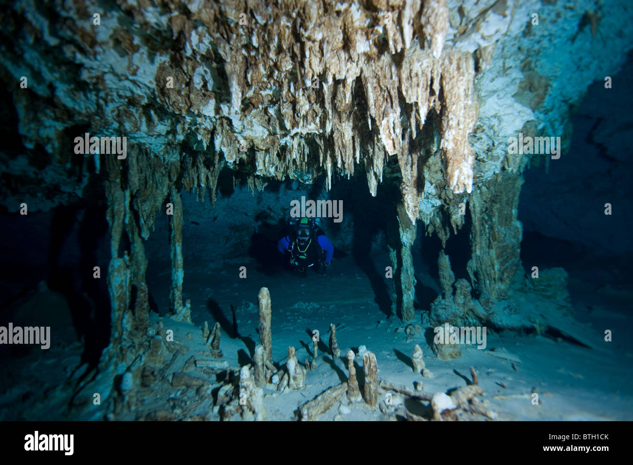 Cave diving in the Cenote cave system in Mexico's Yucatan Peninsula ...