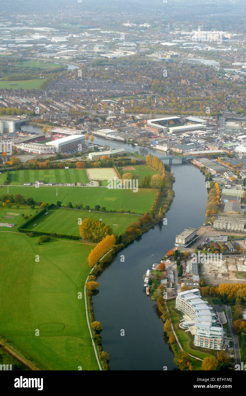 Looking along the River Trent at Nottingham, East Midlands, UK with ...