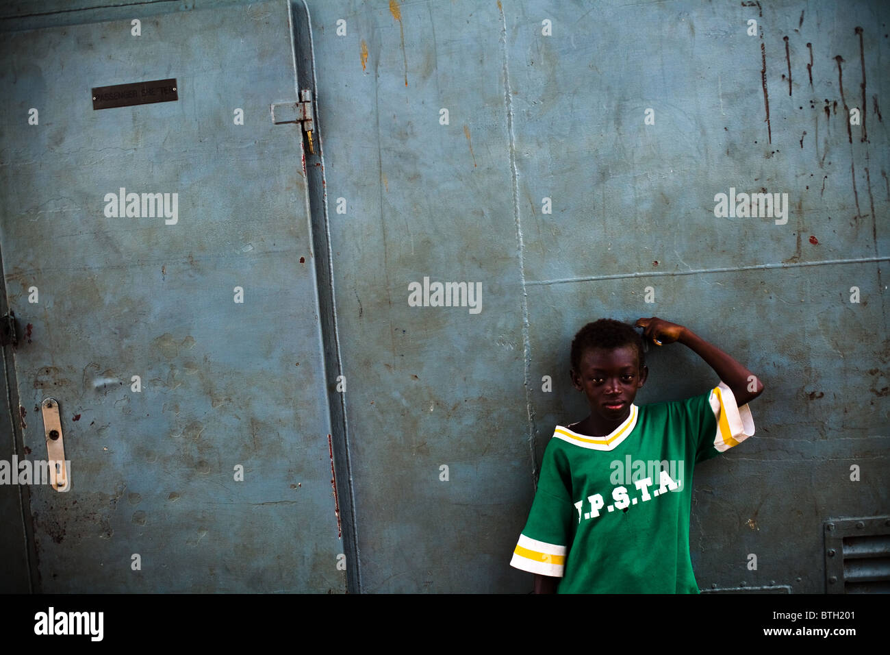 Boy aboard a ferry in Makango, northern Ghana on Thursday March 26 ...