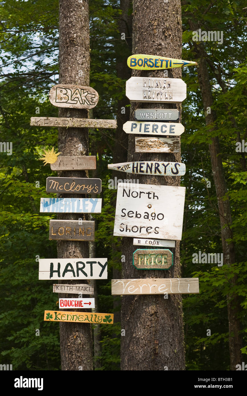 Camp Home Signs on Sebago Lake, Maine Stock Photo - Alamy