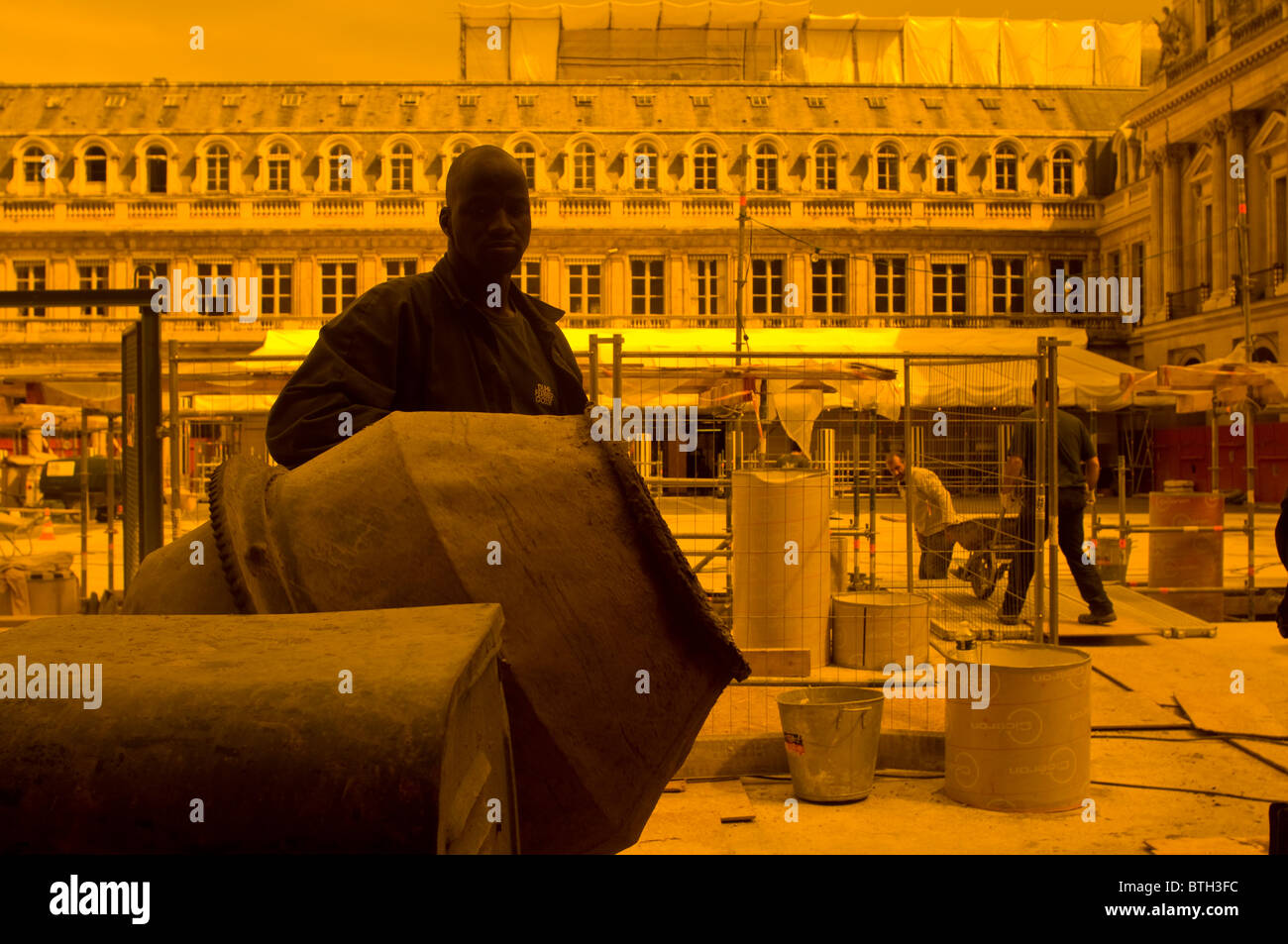 Paris, France - African Construction Worker Seen from Colored Window ...