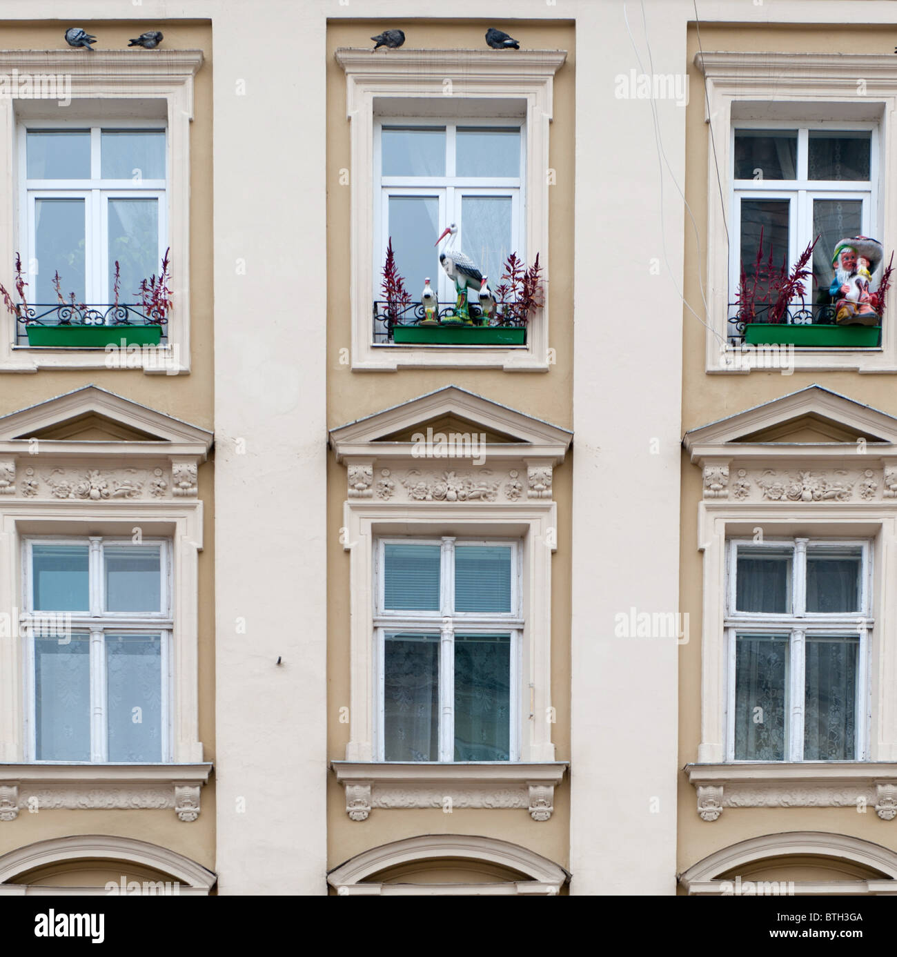 Facade of a building with windows. The building is constructed 1850 ...
