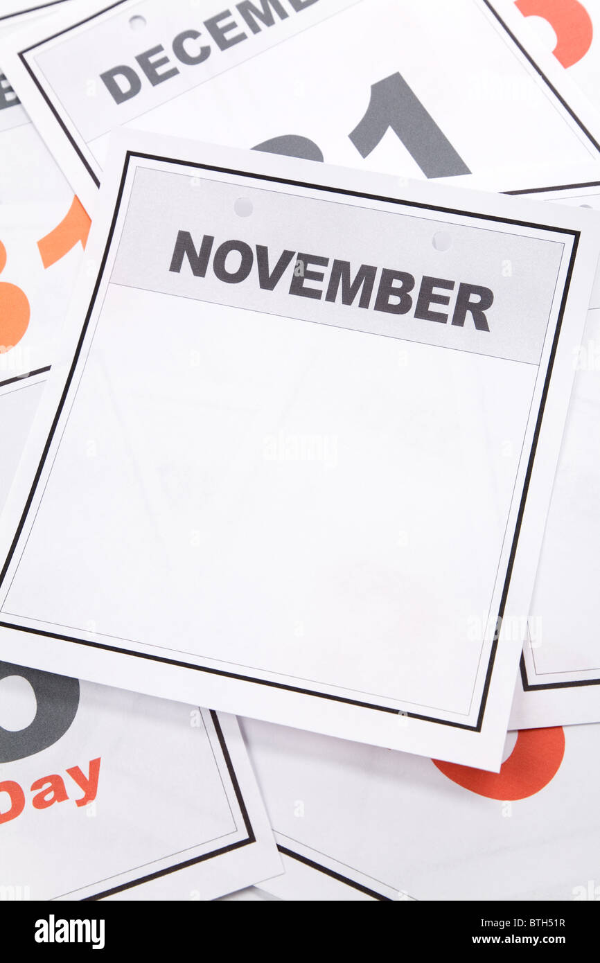 Blank Calendar, November, close up for background Stock Photo - Alamy
