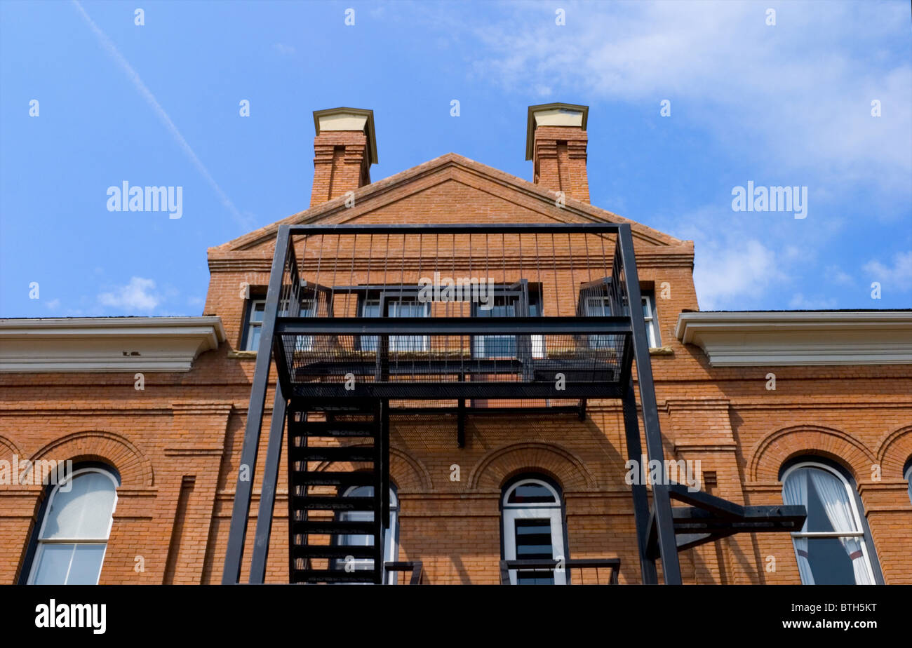 A fire escape on an old brick building Stock Photo - Alamy