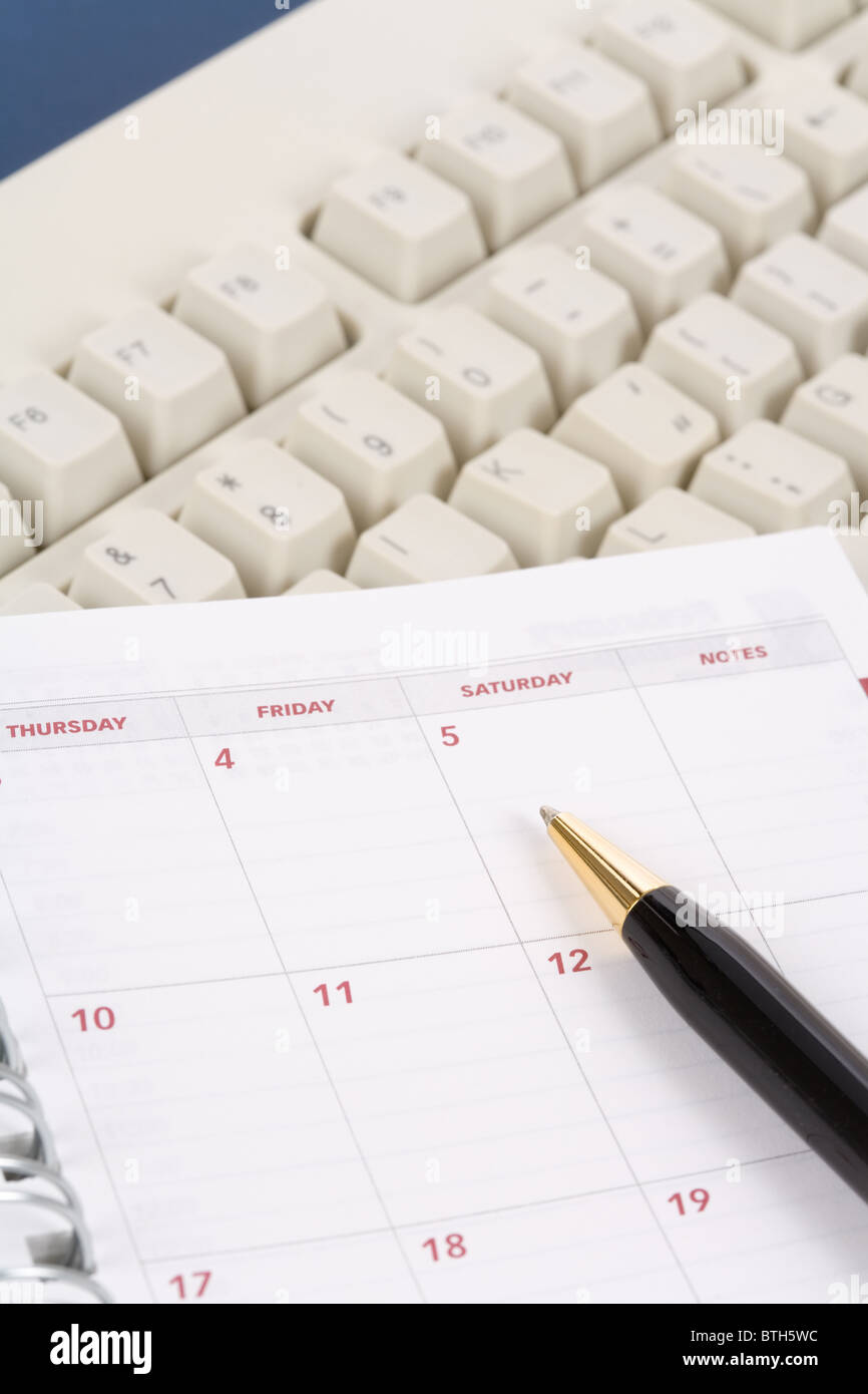 calendar and computer keyboard close up Stock Photo - Alamy