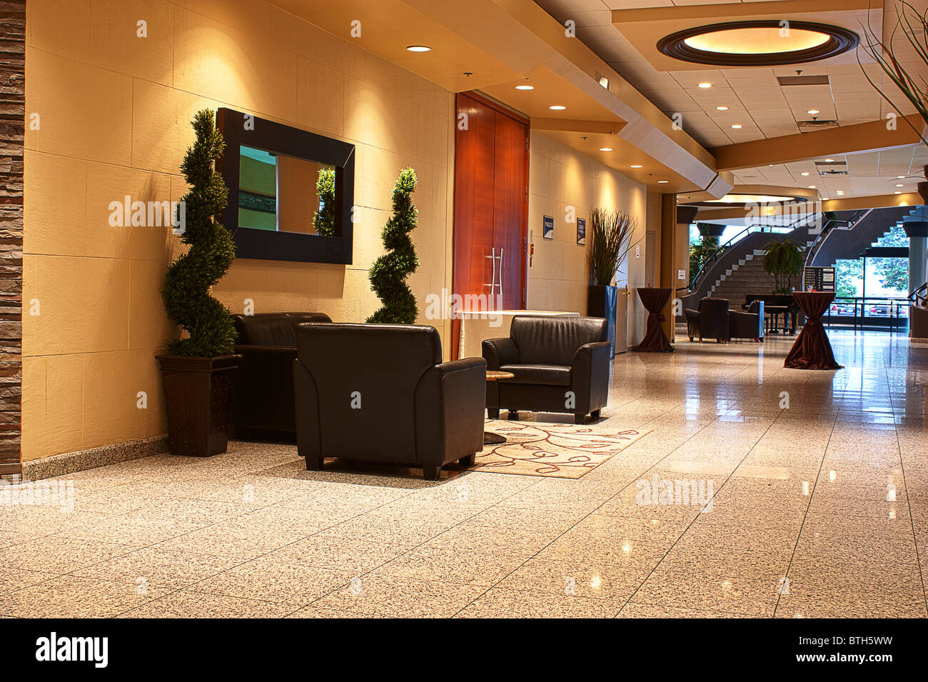modern interior black leather sofa banquet hall Stock Photo - Alamy