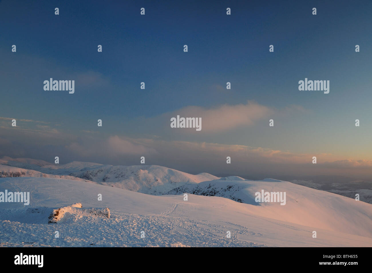 Helvellyn summit in winter in the English Lake District Stock Photo - Alamy