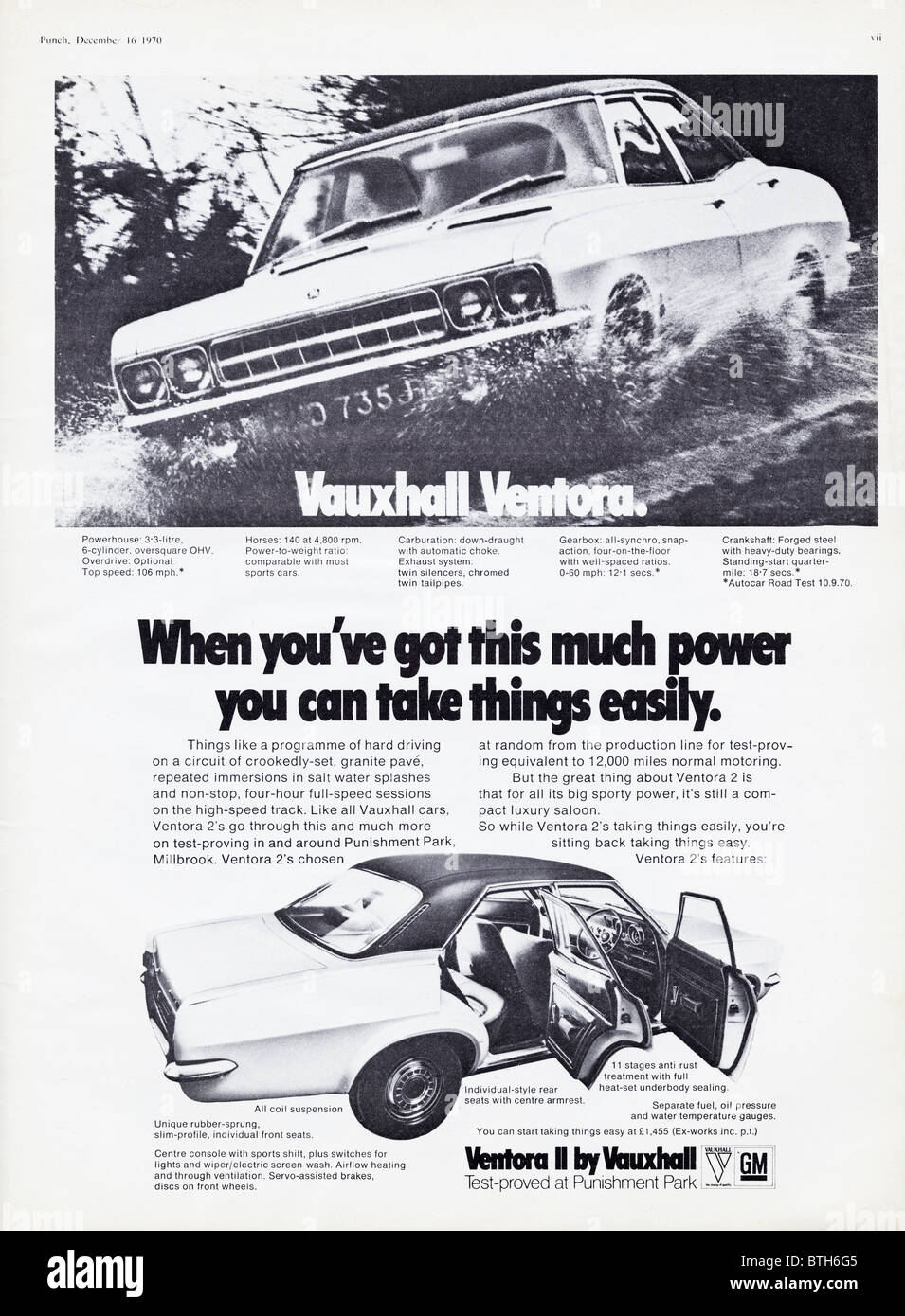 Advertisement for Vauxhall Ventora II cars in magazine circa 1970 Stock ...