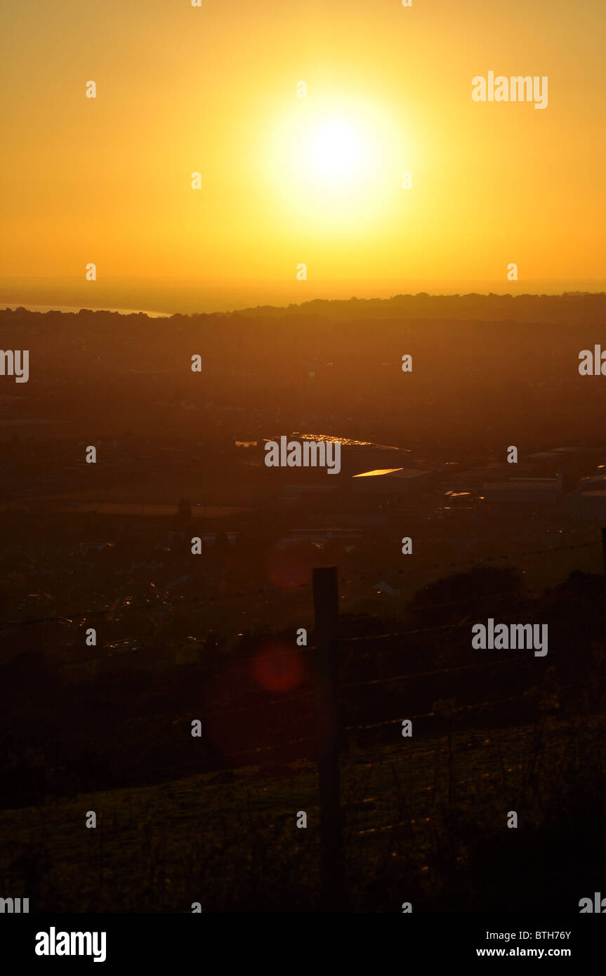 Sun set over the country Stock Photo - Alamy