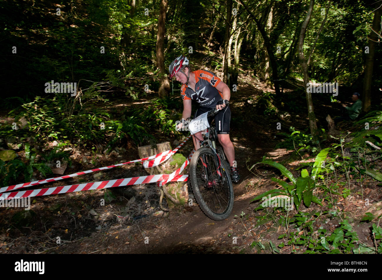 Competitor in a Mountain Biking Trial Stock Photo - Alamy