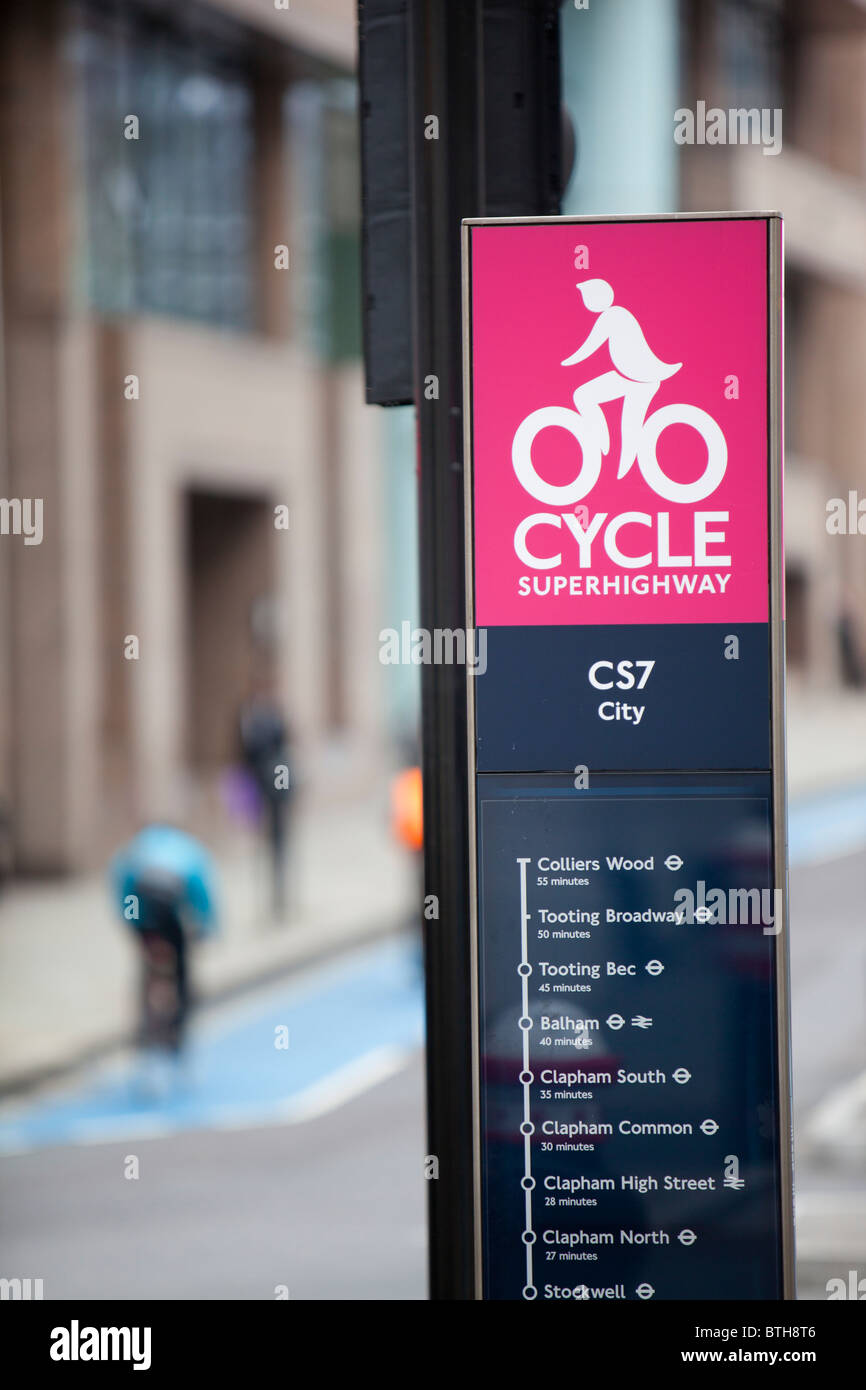A cyclist on one of the new Cycle Superhighways, in this case the CS7 ...