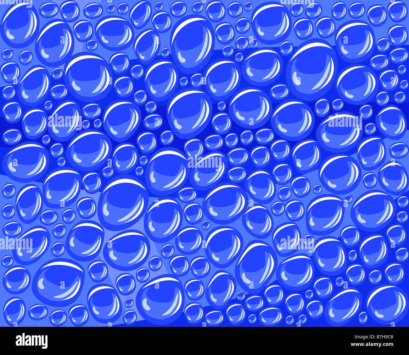 Illustrated design of raindrops on a blue surface Stock Photo - Alamy