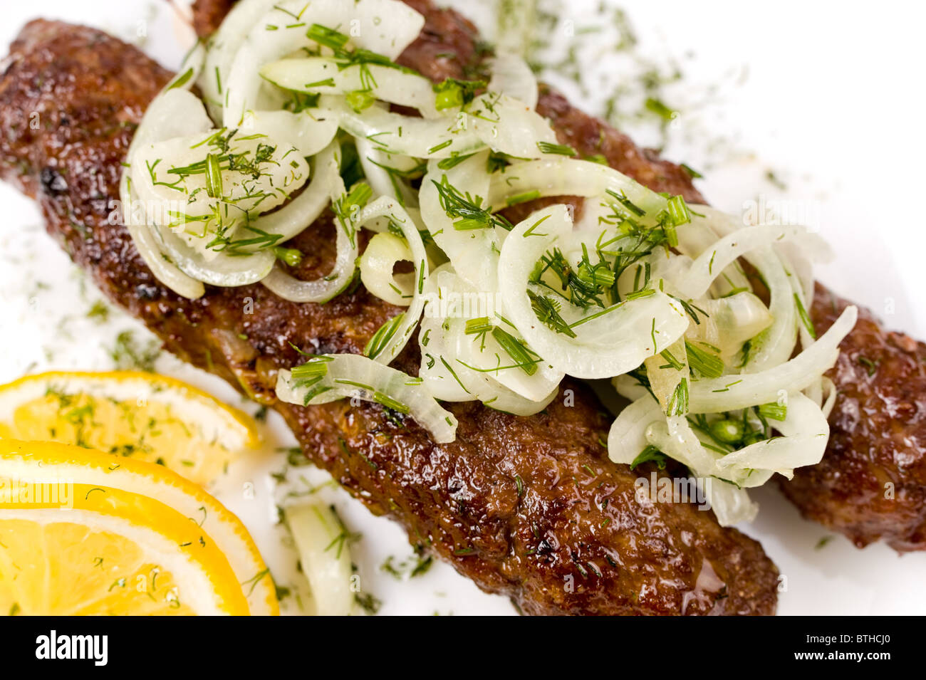 minced mutton chops fried on skewers, macro Stock Photo - Alamy