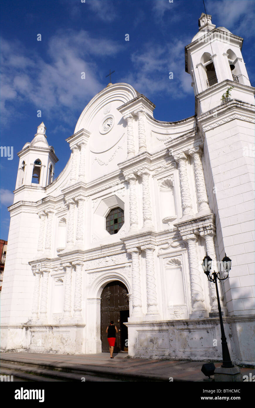 White Facade Of Baroque Style Spanish Colonial Cathedral The Only