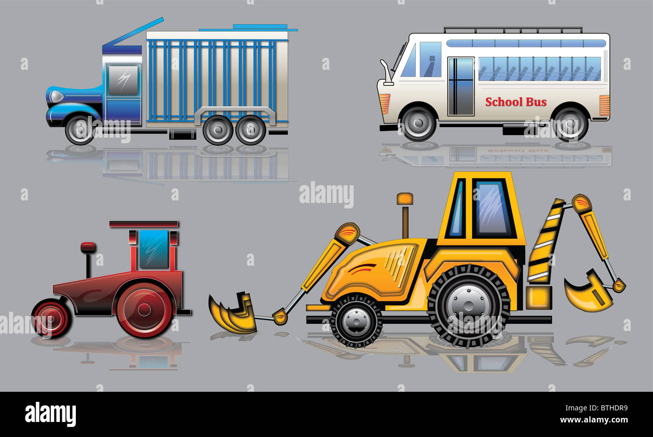 Collection of various transport vehicles Stock Photo - Alamy