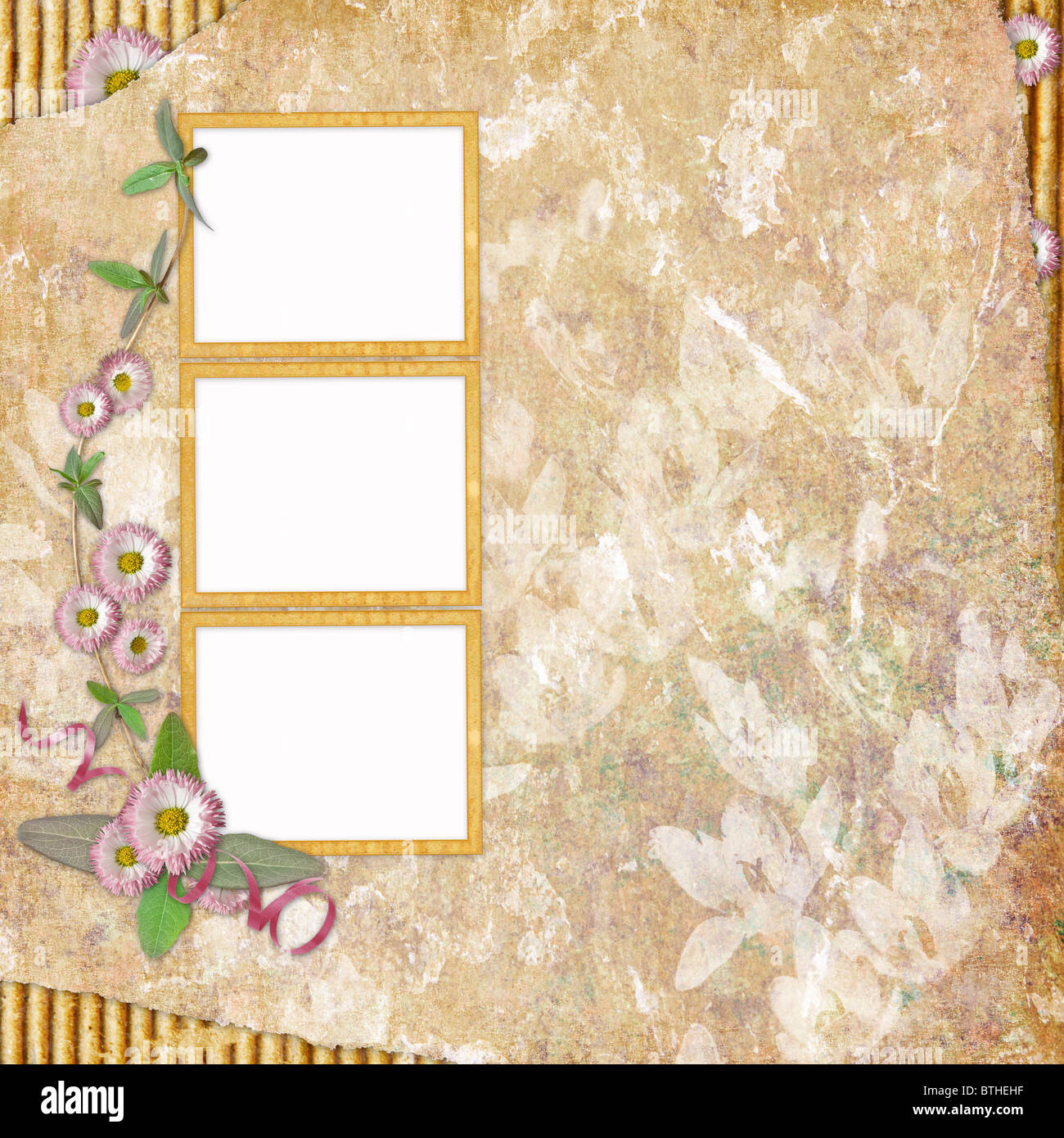 Background with frames and flowers Stock Photo - Alamy