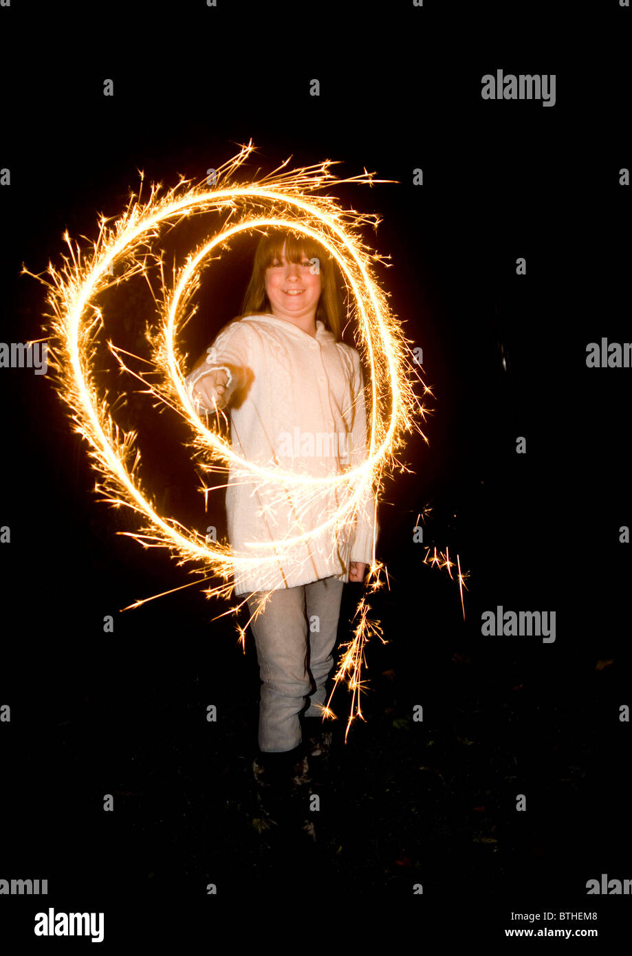 Bonfire night sparkler Stock Photo - Alamy