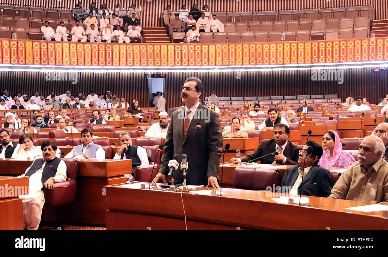 Prime Minister, Syed Yousuf Raza Gillani addresses national assembly ...