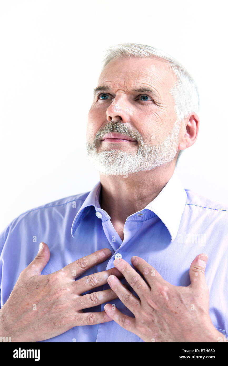 caucasian senior man portrait isolated studio on white background Stock ...