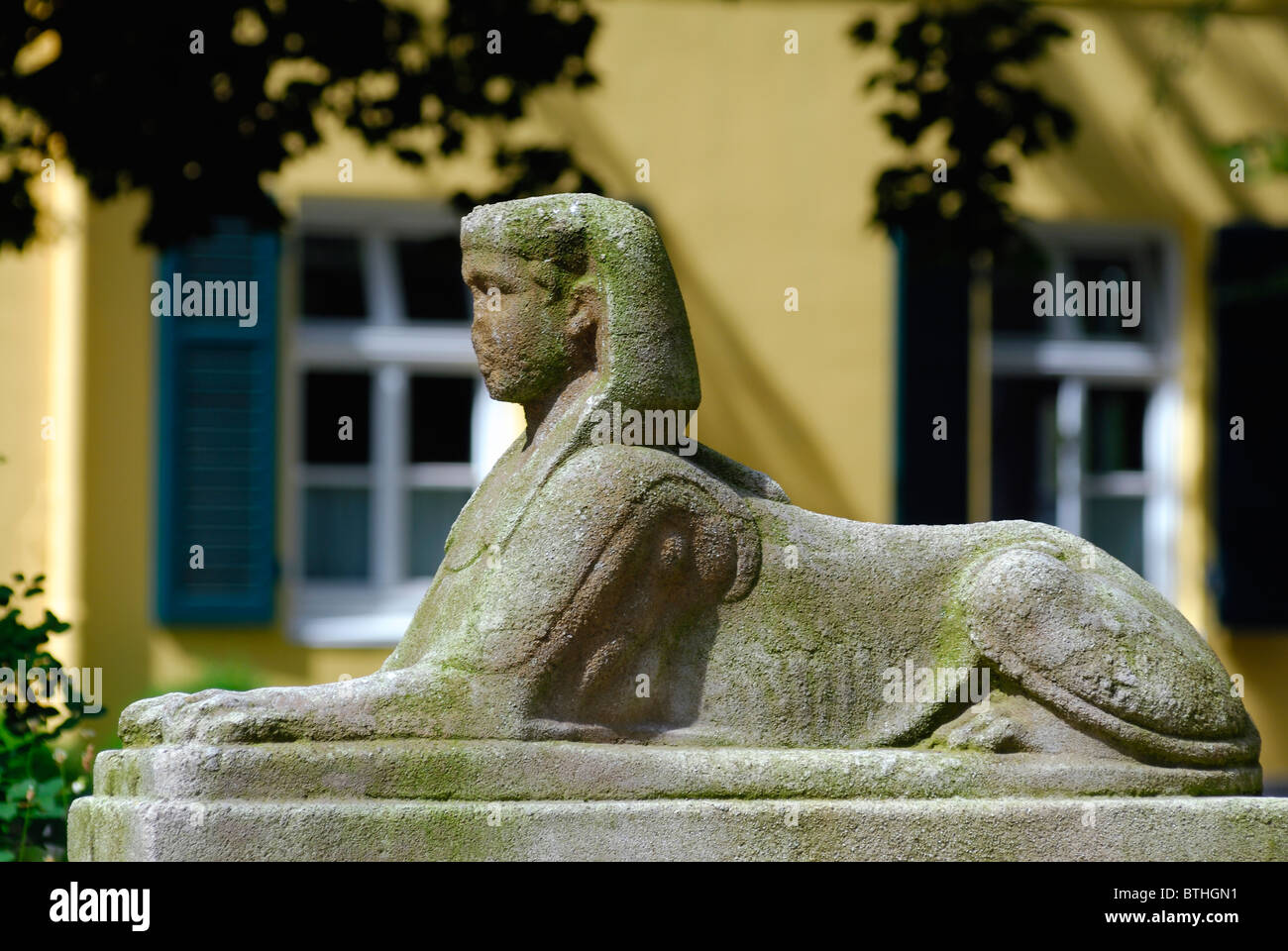 Sculpture sphinx statue historic figure in front bergedorf hi-res stock ...