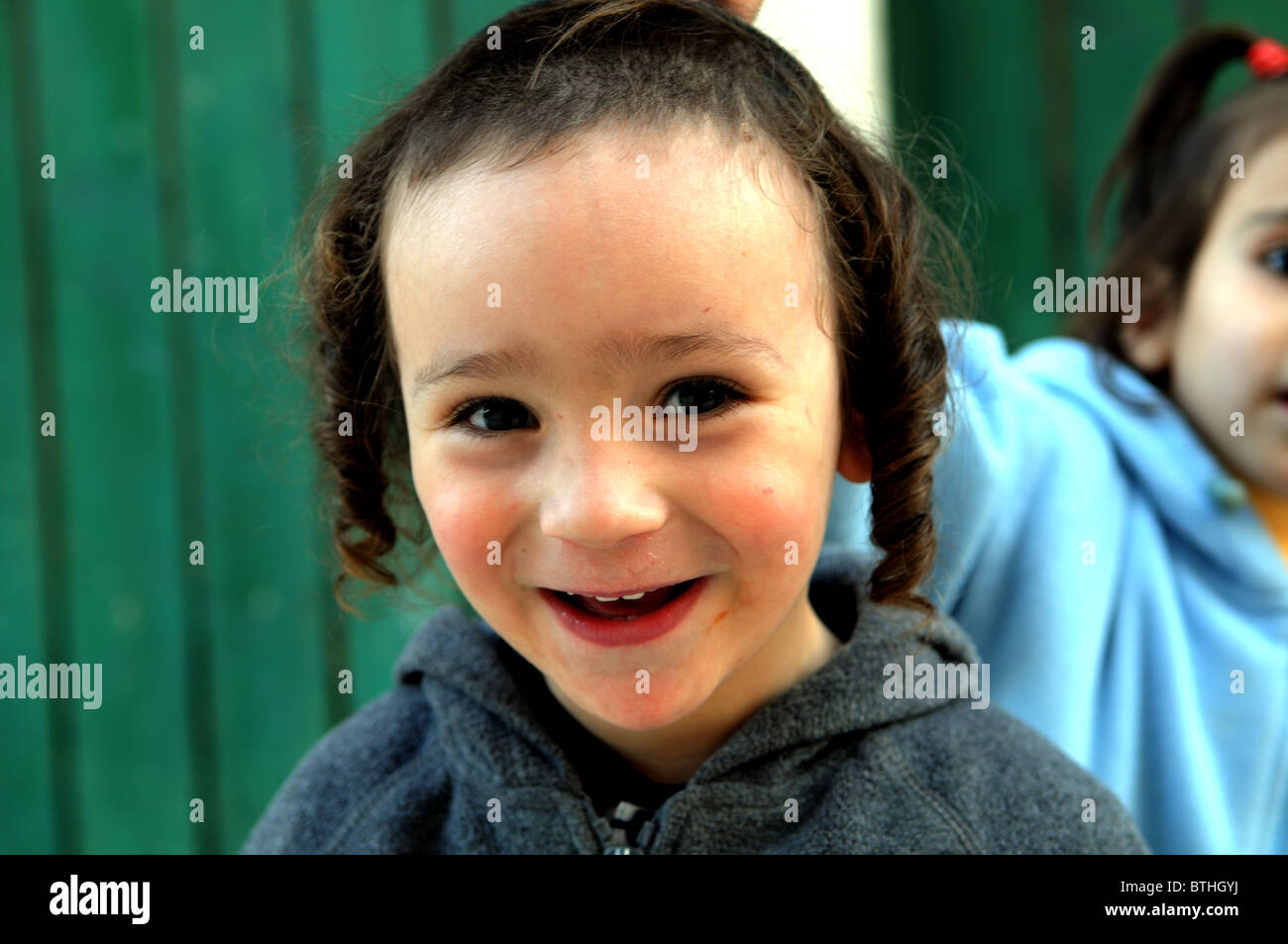Cute Jewish Orthodox kids playing near their home in Mea Shearim ...