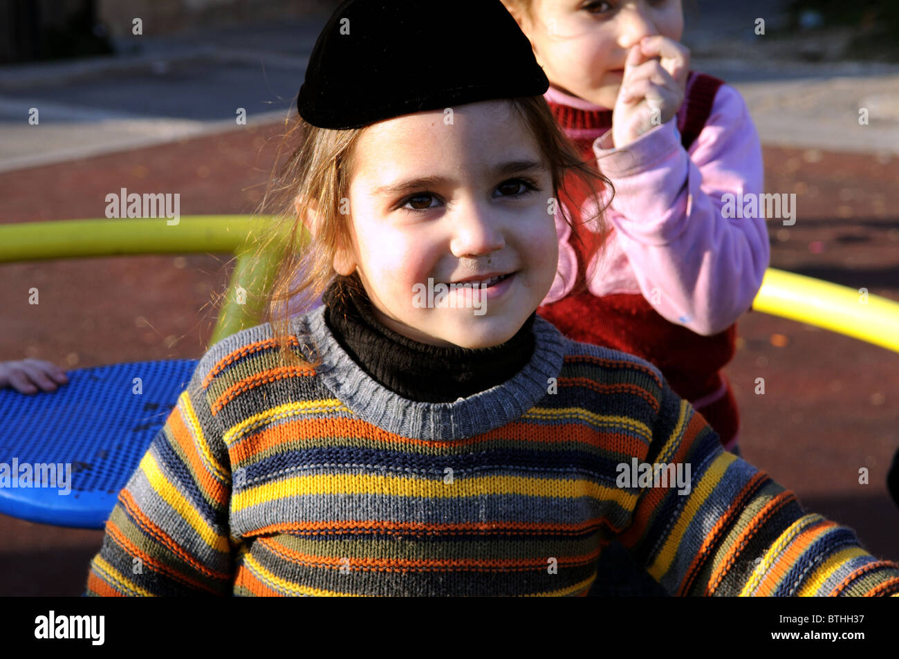 Cute Jewish Orthodox kids playing near their home in Mea Shearim ...