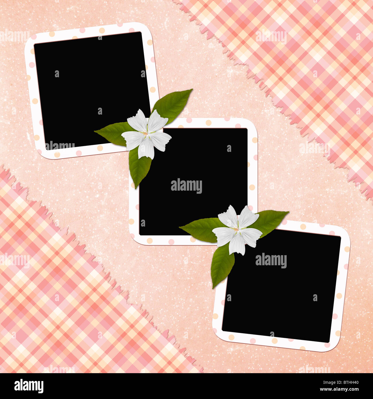 Background with frames and flowers Stock Photo - Alamy