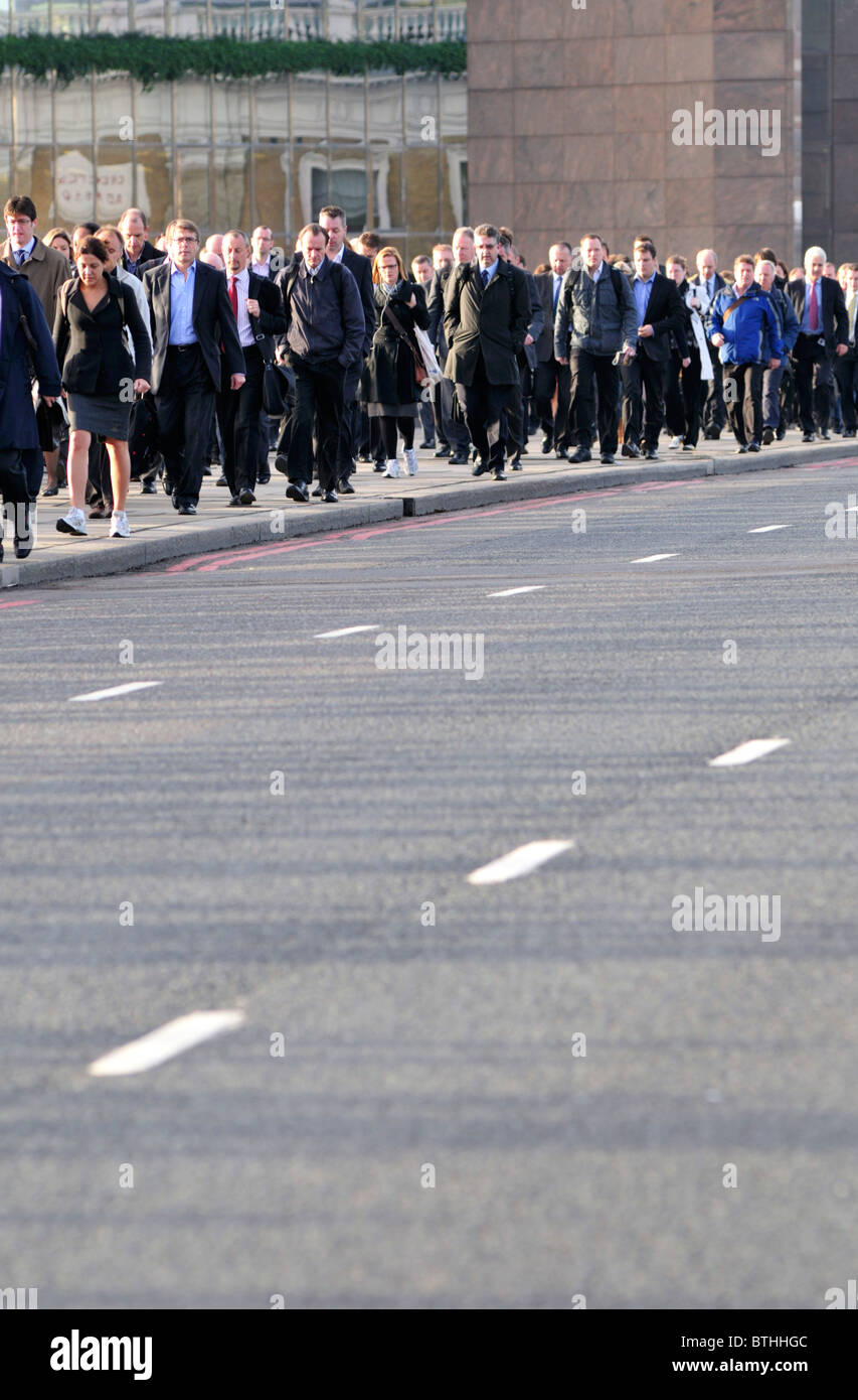 Rush Hour commuters walking, London Bridge, London, United Kingdom ...