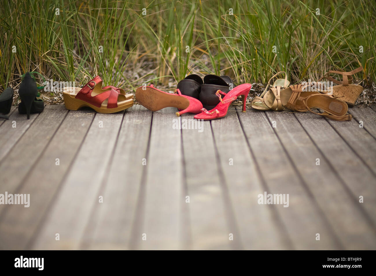 Woman's shoes on Boardwalk Nantucket, Massachusetts Stock Photo - Alamy