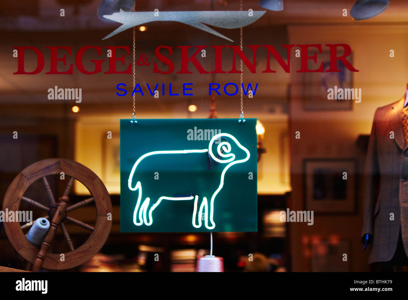 A special sheep themed window display at a tailors on Savile Row during ...