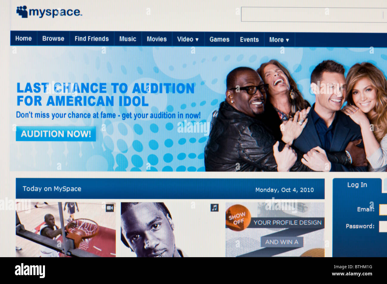 Myspace website screen shot Stock Photo - Alamy
