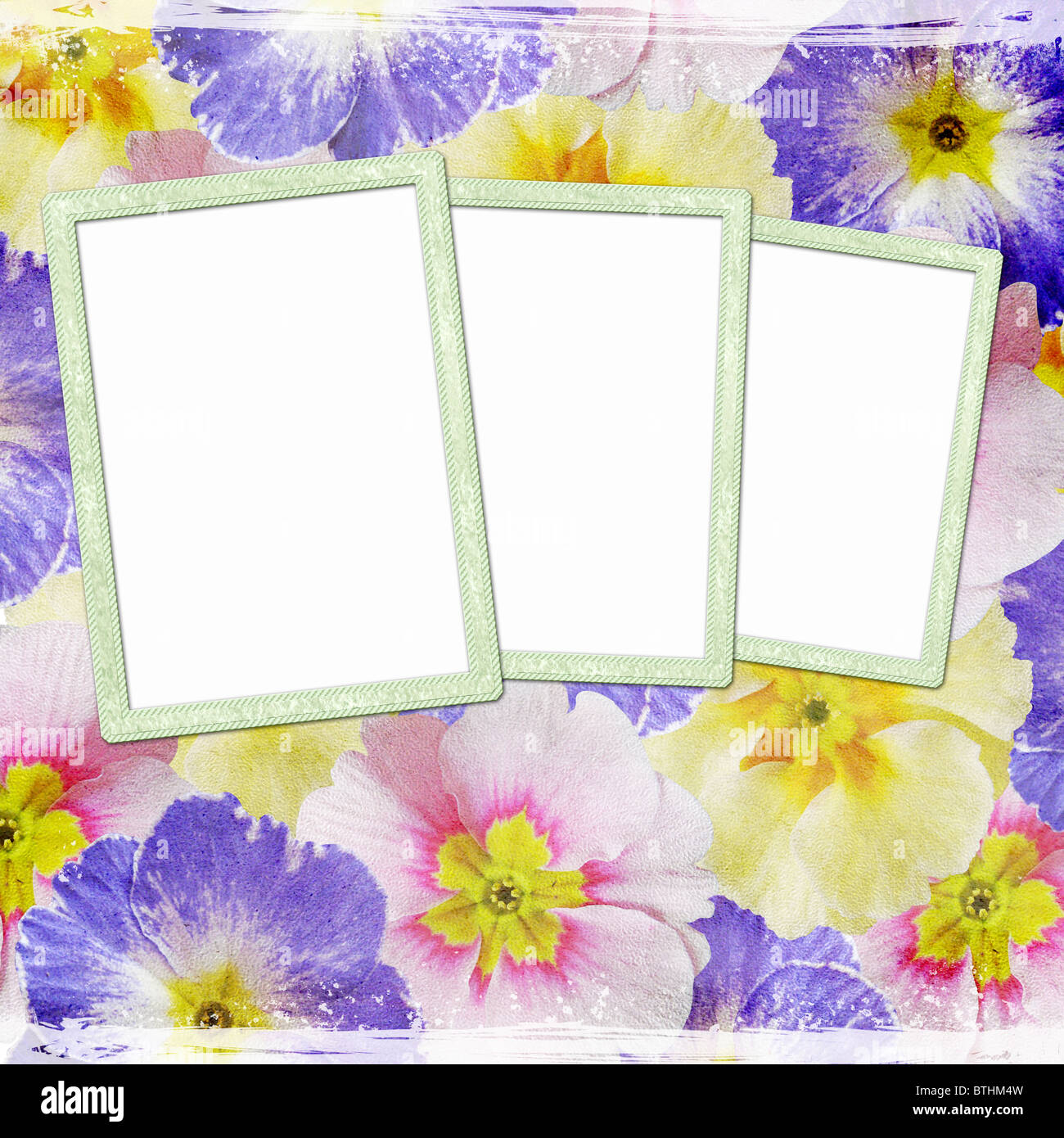 Background with frames and flowers Stock Photo - Alamy
