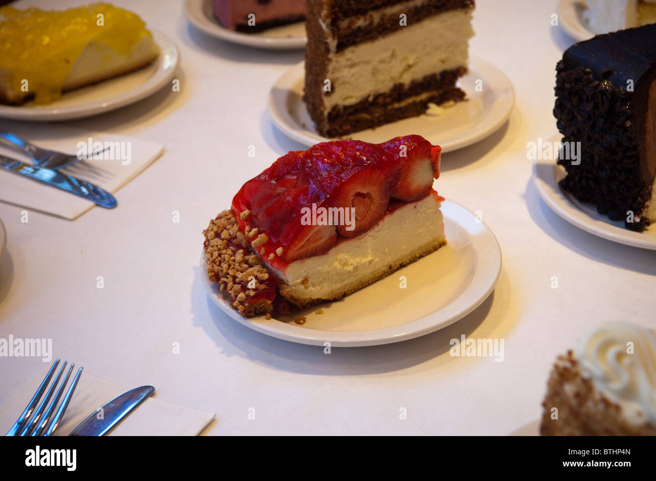 Display of cheesecakes in Junior's Restaurant on Flatbush Avenue in ...