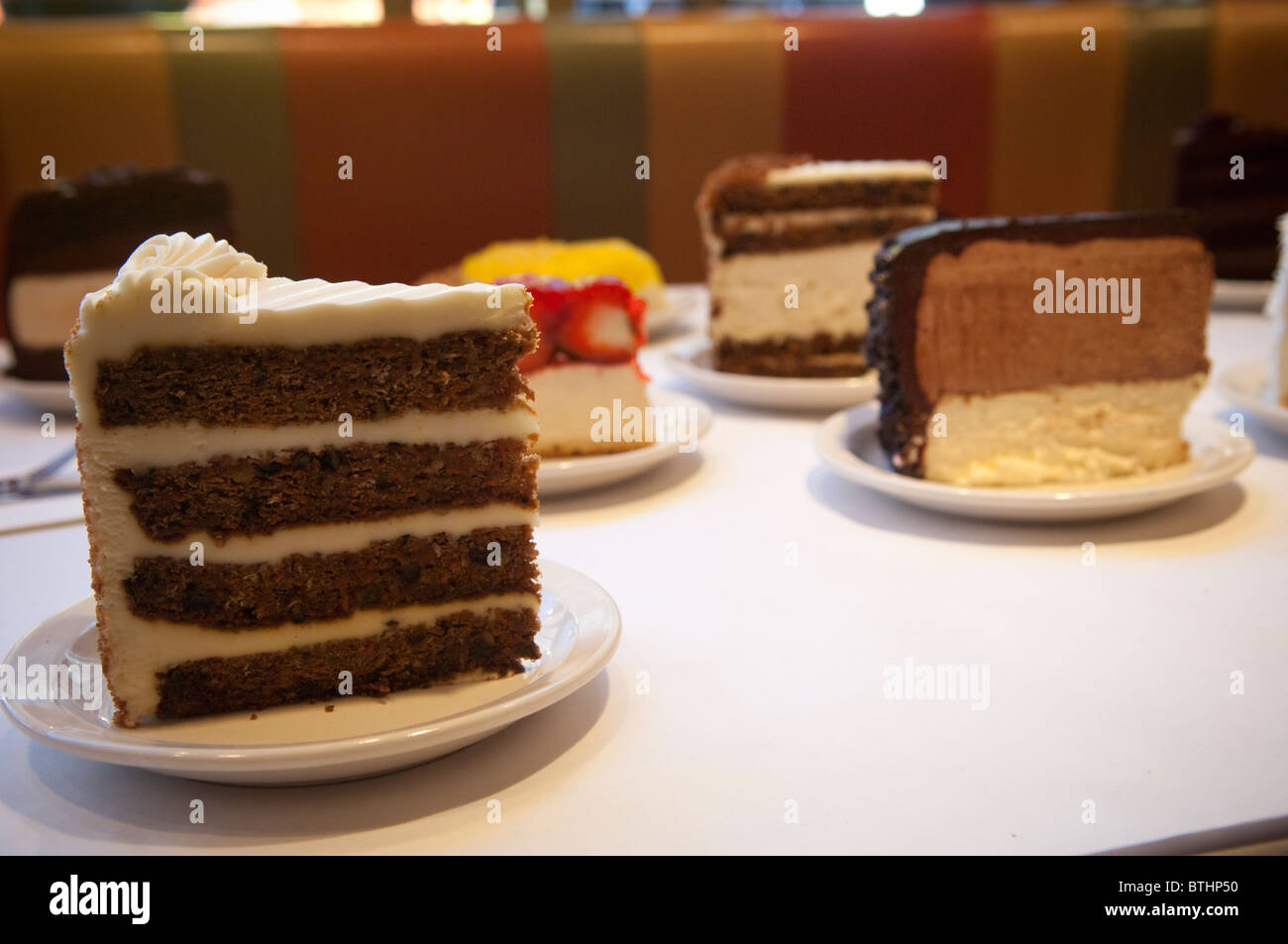 Display of cheesecakes in Junior's Restaurant on Flatbush Avenue in ...